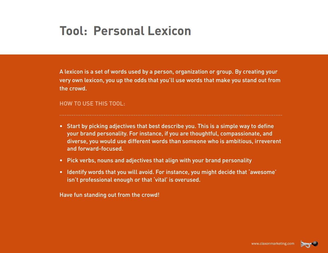 Personal Lexicon - Claxon Communication